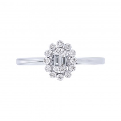 Baguette and Round Diamond Ring in 375/9K White Gold 265181022(R)